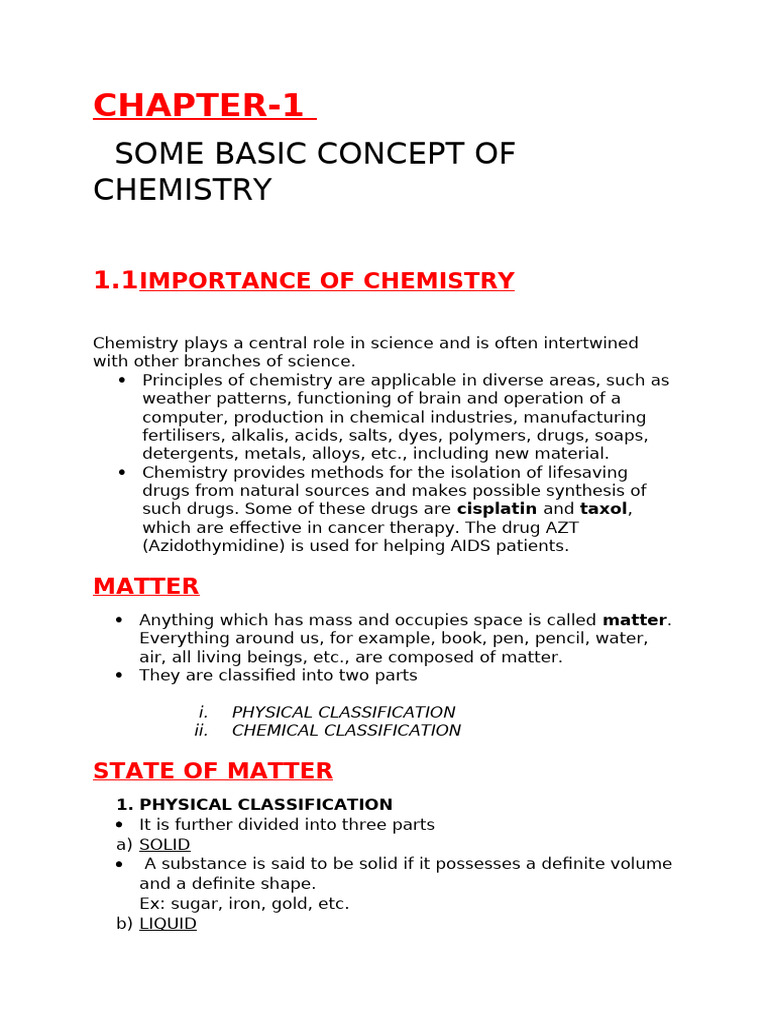 Basics of Chemistry: Importance and Matter | PDF | Wellness