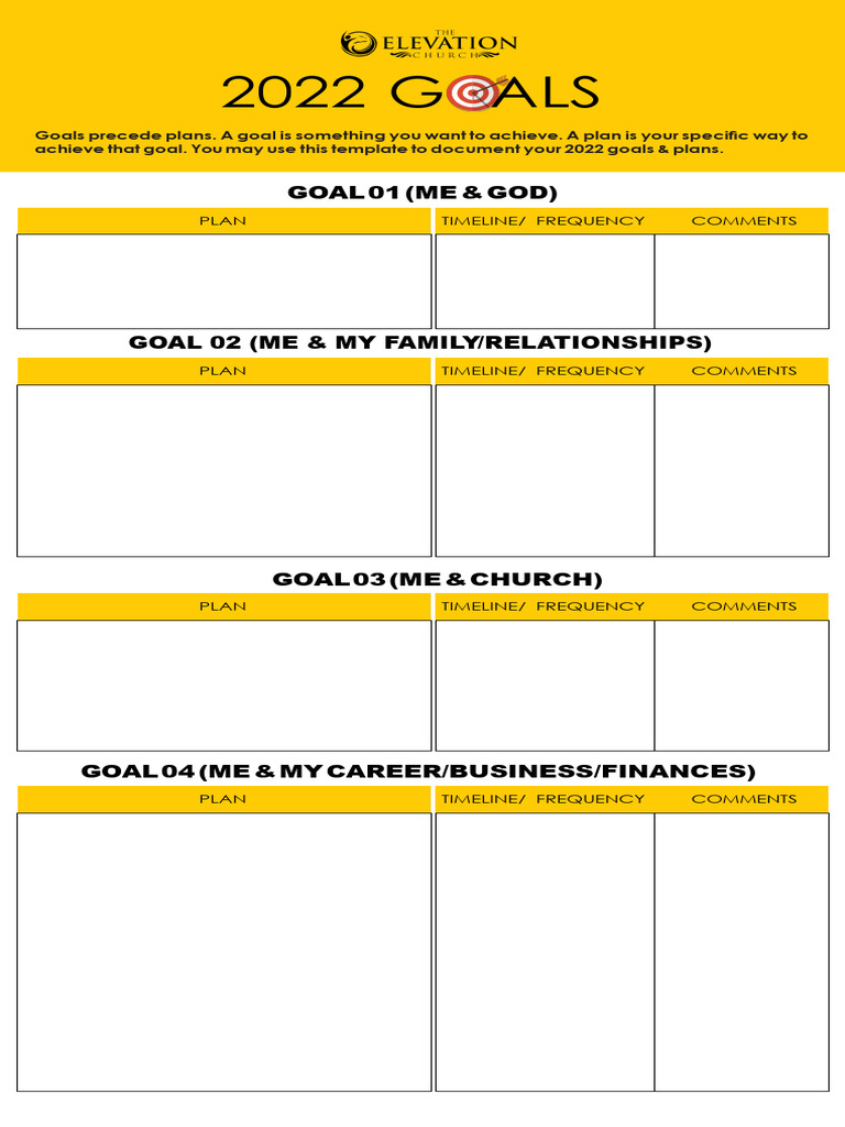 TEC Goals Template - 2022 - Jude | PDF