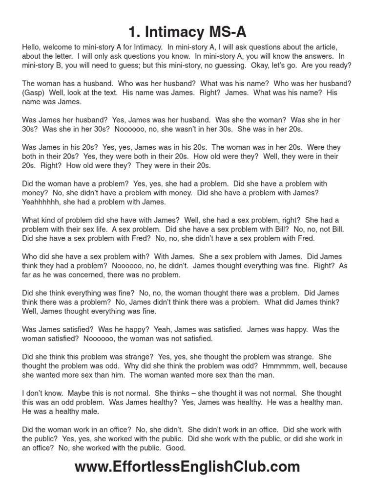 Intimacy Mini Story | PDF | Sexual Intercourse