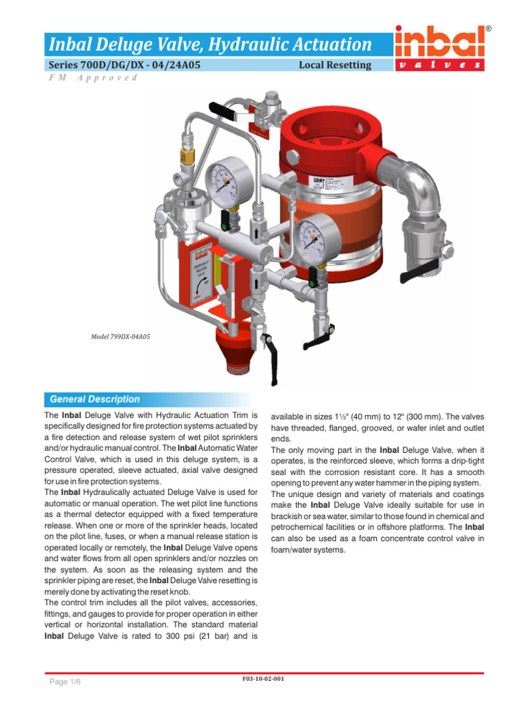 Inbal Deluge Valve, Hydraulic Actuation | PDF | Valve | Fire Sprinkler ...