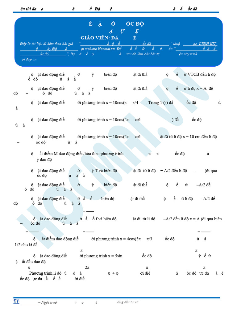 (2015) Bai - 9 - BTTL Bài toán về vận tốc trung bình, tốc độ trung bình | PDF