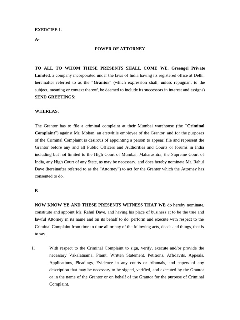 Board Resolution for Power of Attorney | PDF | Power Of Attorney ...