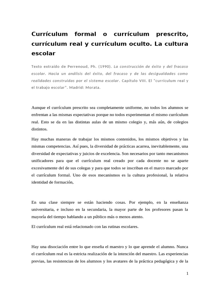 Currículum Prescrito y Cultura Escolar | PDF | Plan de estudios | Escuelas