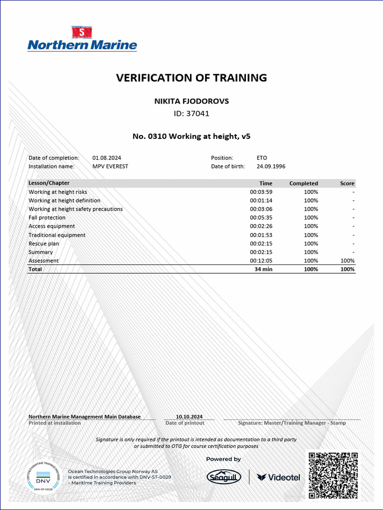 Detailed E-Learning Report For Selected Person FJODOROVS NIKITA | PDF ...