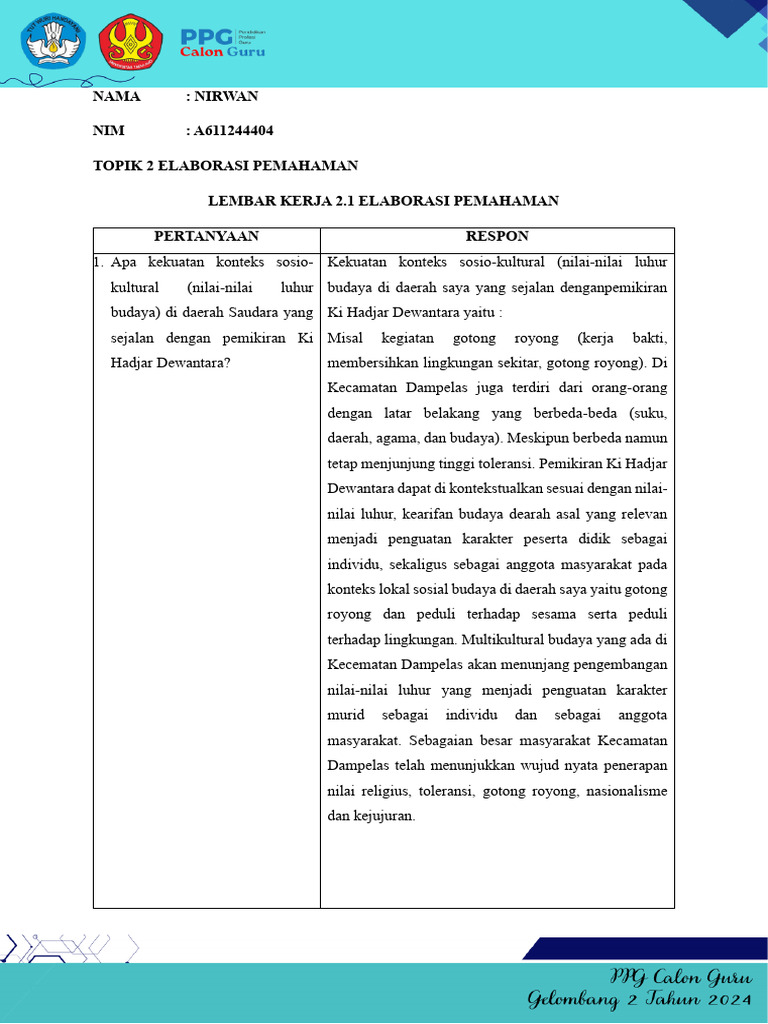 Topik 2 Elaborasi Pemahaman | PDF