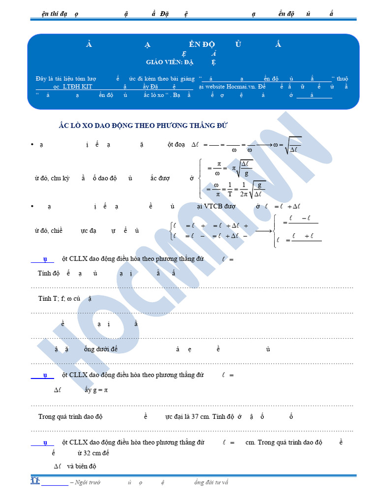 (2015) Bai - 12 - BG Bài 12. Khảo sát các dạng chuyển động con lắc lò xo | PDF