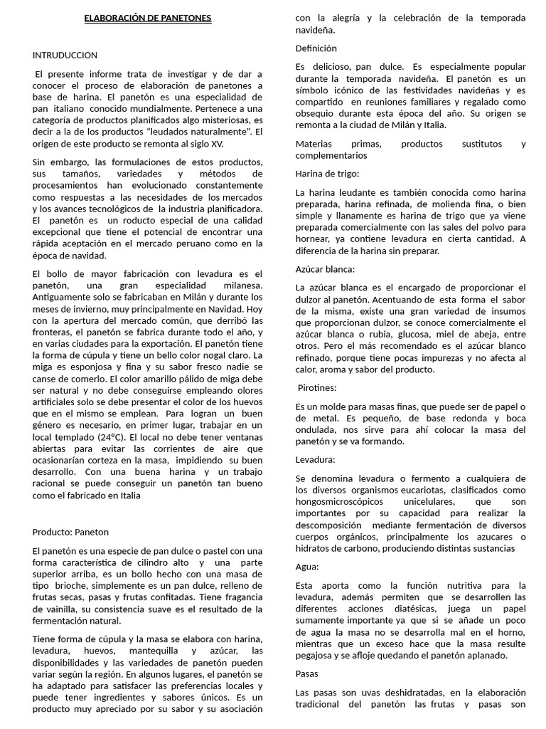 Proceso de Elaboración de Panetones | PDF | Panes | Fermentación