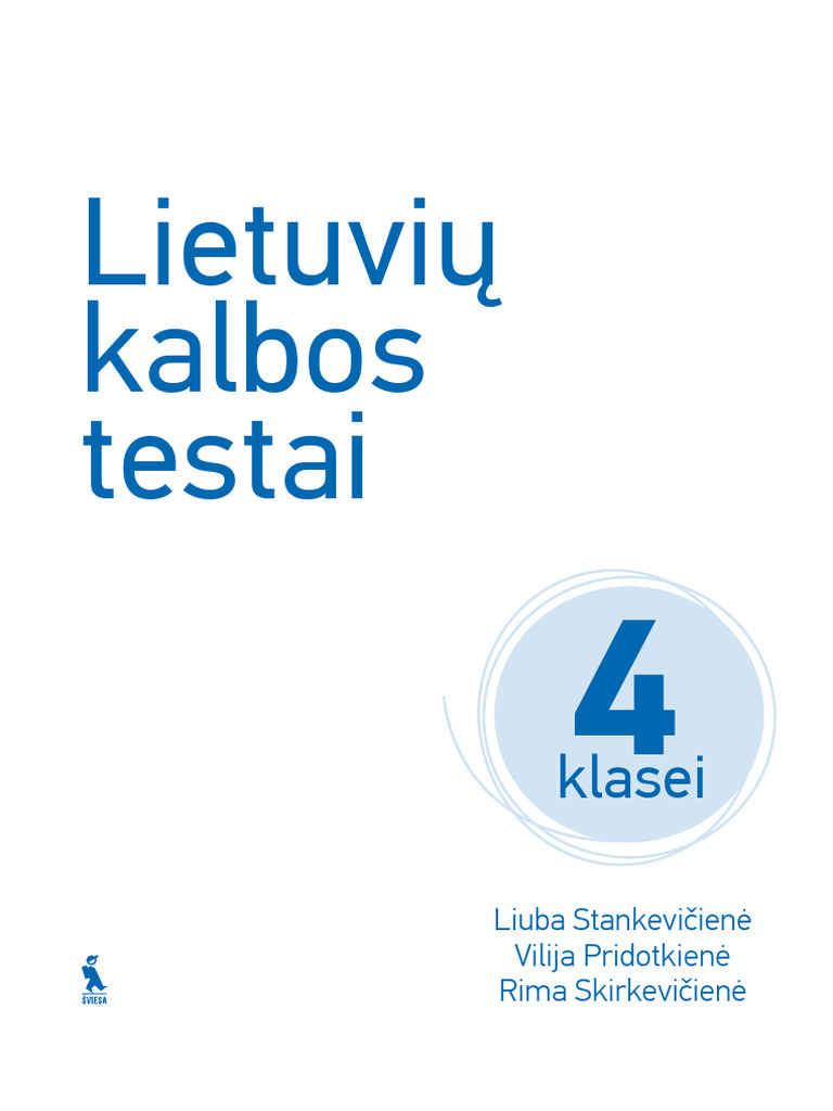 Lietuvi Kalbos Testai 4 Klasei S. Pasirenk Standartizuotam Testui I ...