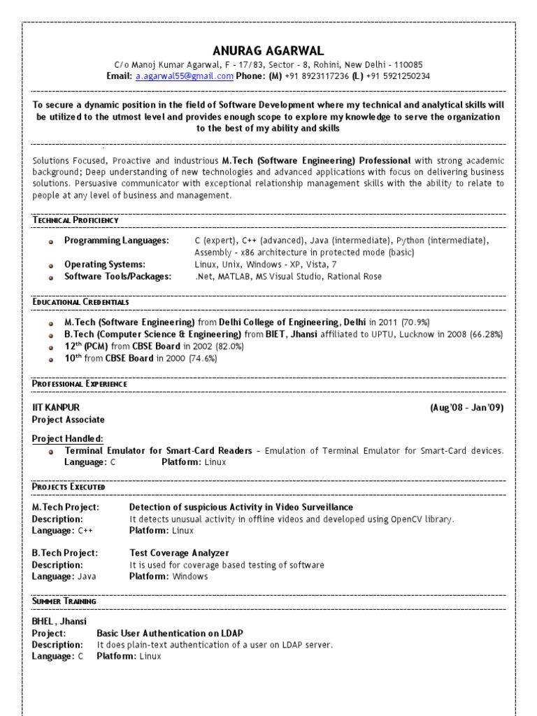 Anurag - Resume/CV | PDF | Linux | Software