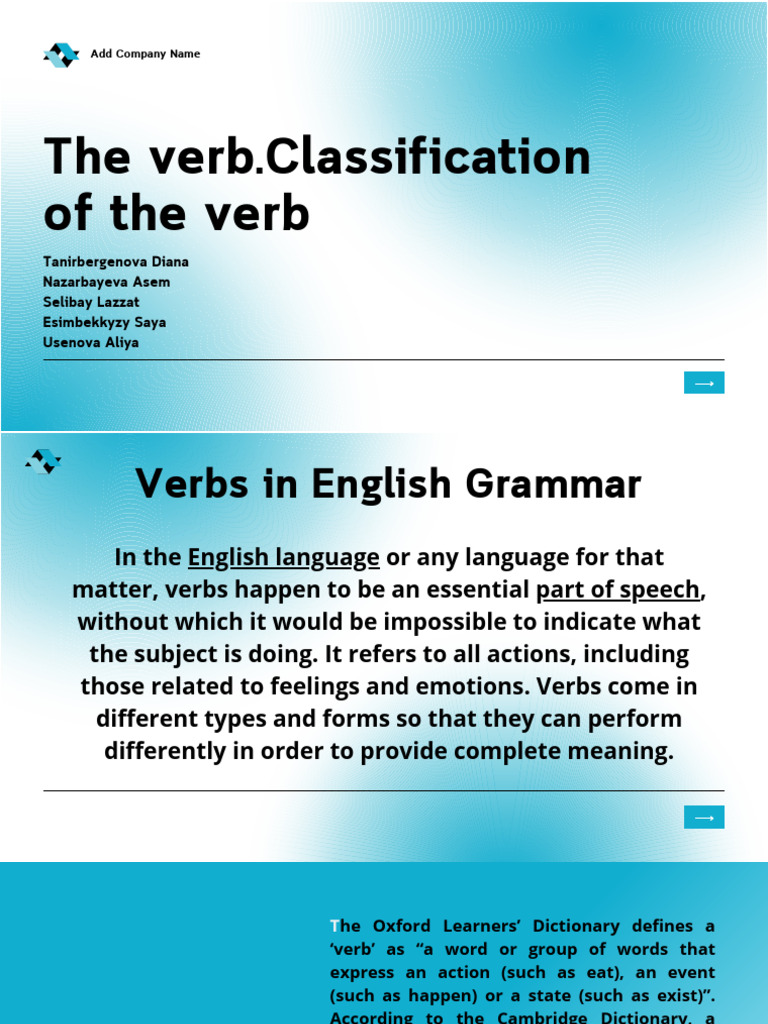 The Verb presentation | PDF | Verb | Grammatical Tense