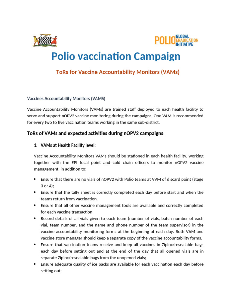 ToRs for VAMs.. | PDF | Vaccines | Public Health