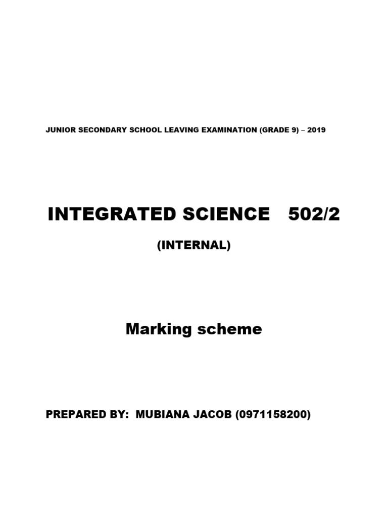 2019 Integrated Science Paper 2 Answers | PDF | Photosynthesis | Oxygen