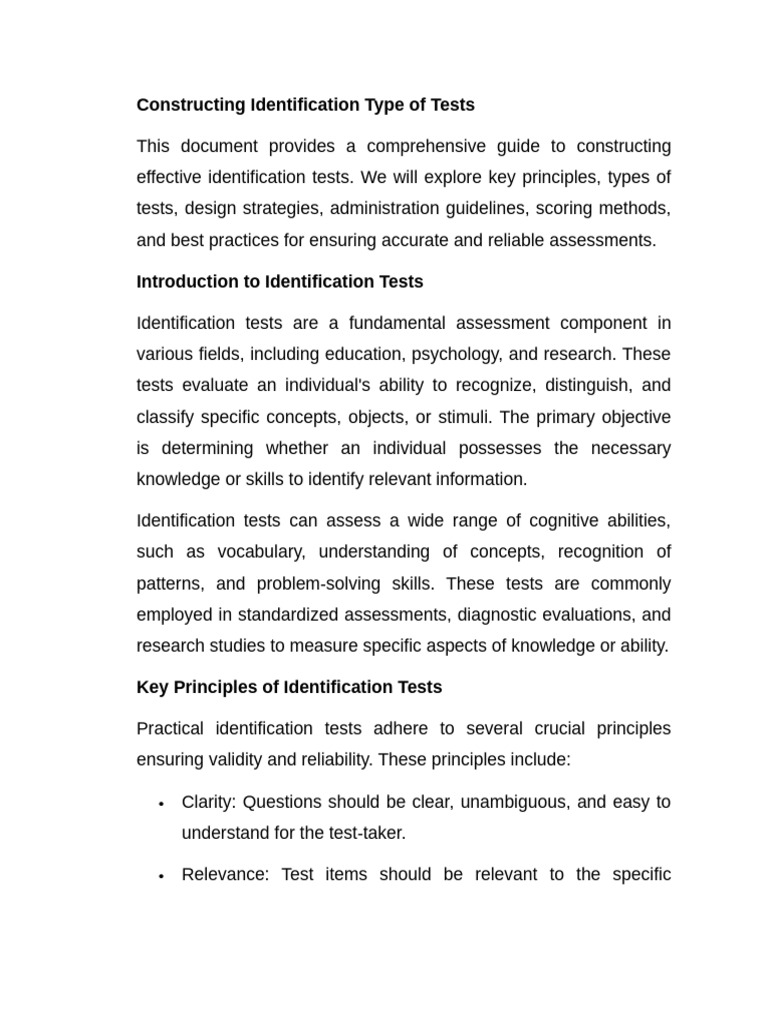 Constructing Identification Type of Tests | PDF | Educational ...