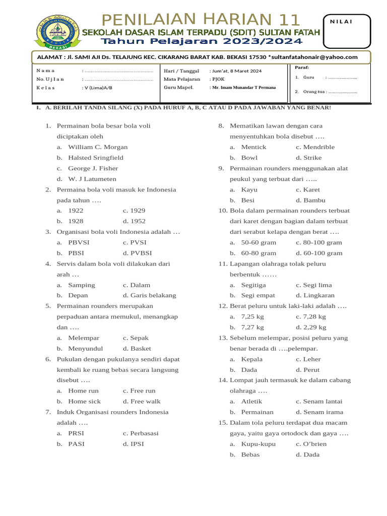 PTS Ii Pjok 5 | PDF | Olahraga & Rekreasi