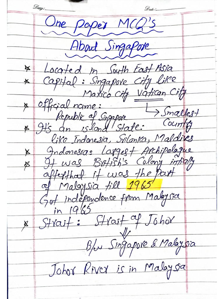 One Paper MCQ'S (Singapore) | PDF