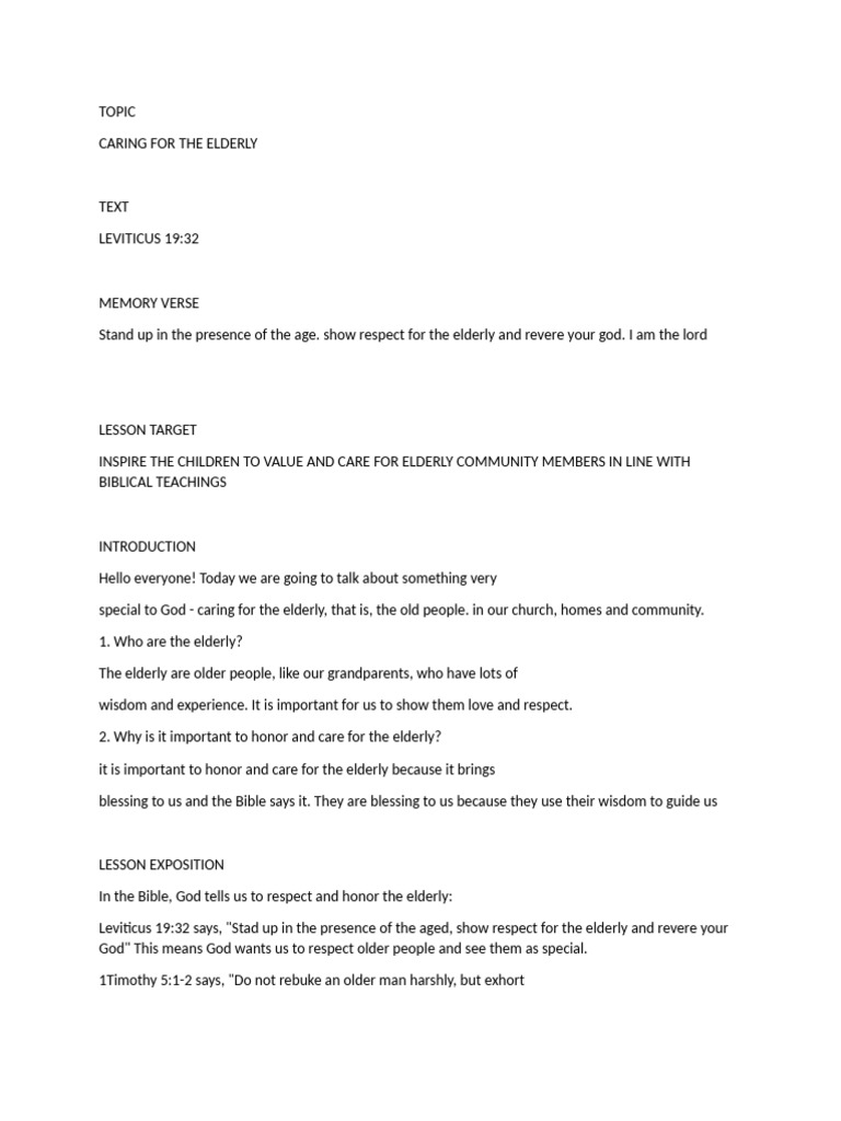 Teaching Kids to Honor Elders | PDF