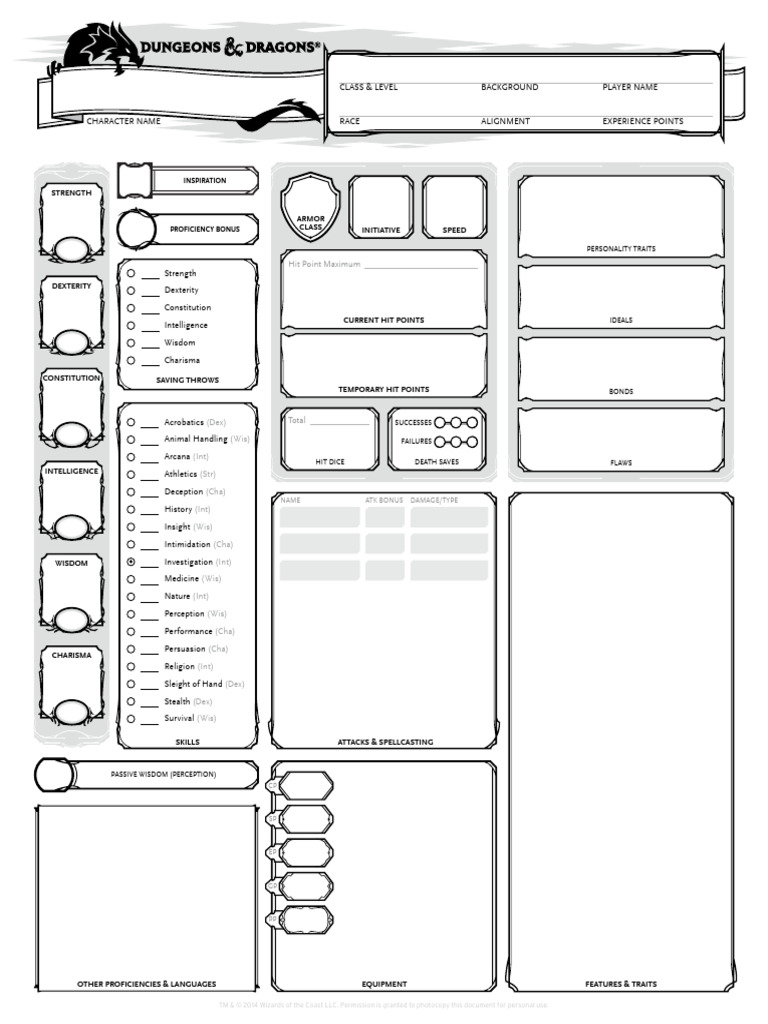 D&D Character Sheet Guide | PDF | Role Playing Games