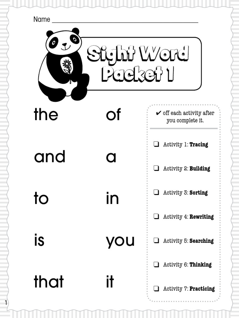 Sight Word Packet 1 | PDF
