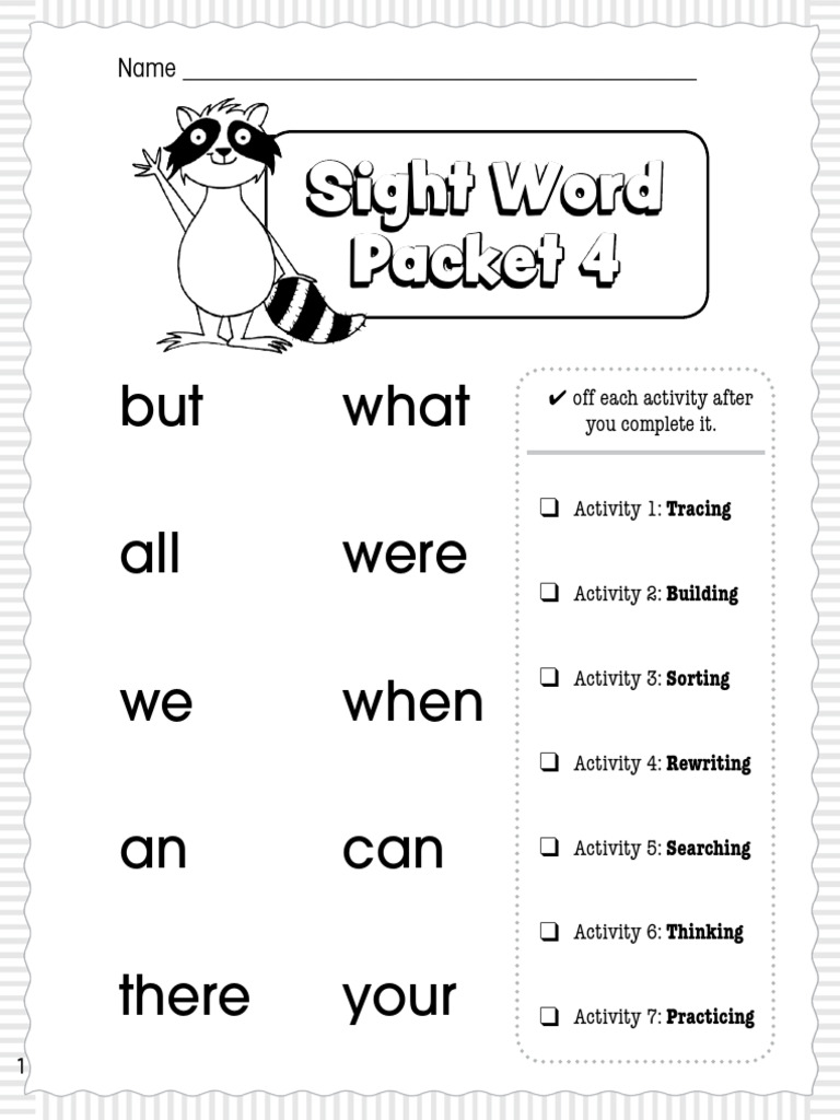 Sight Word Packet 4 | PDF