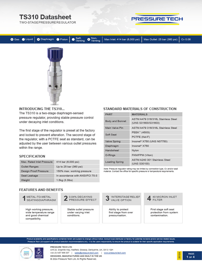 TS310 Datasheet | PDF | Valve | Mechanical Engineering