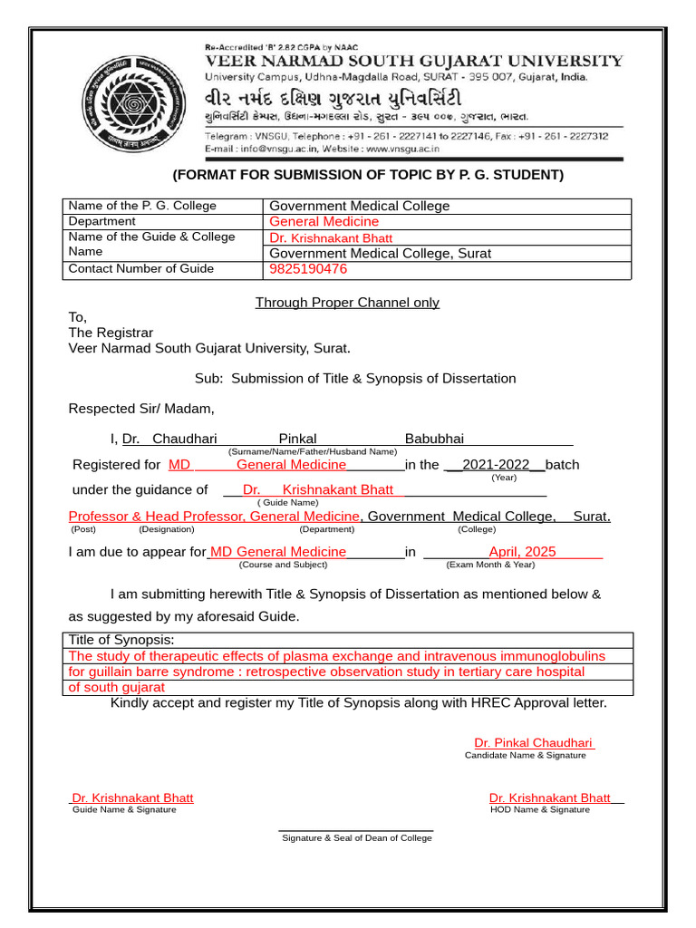 Format For Dissertation TOPIC Submission 2018 | PDF | Medical School ...