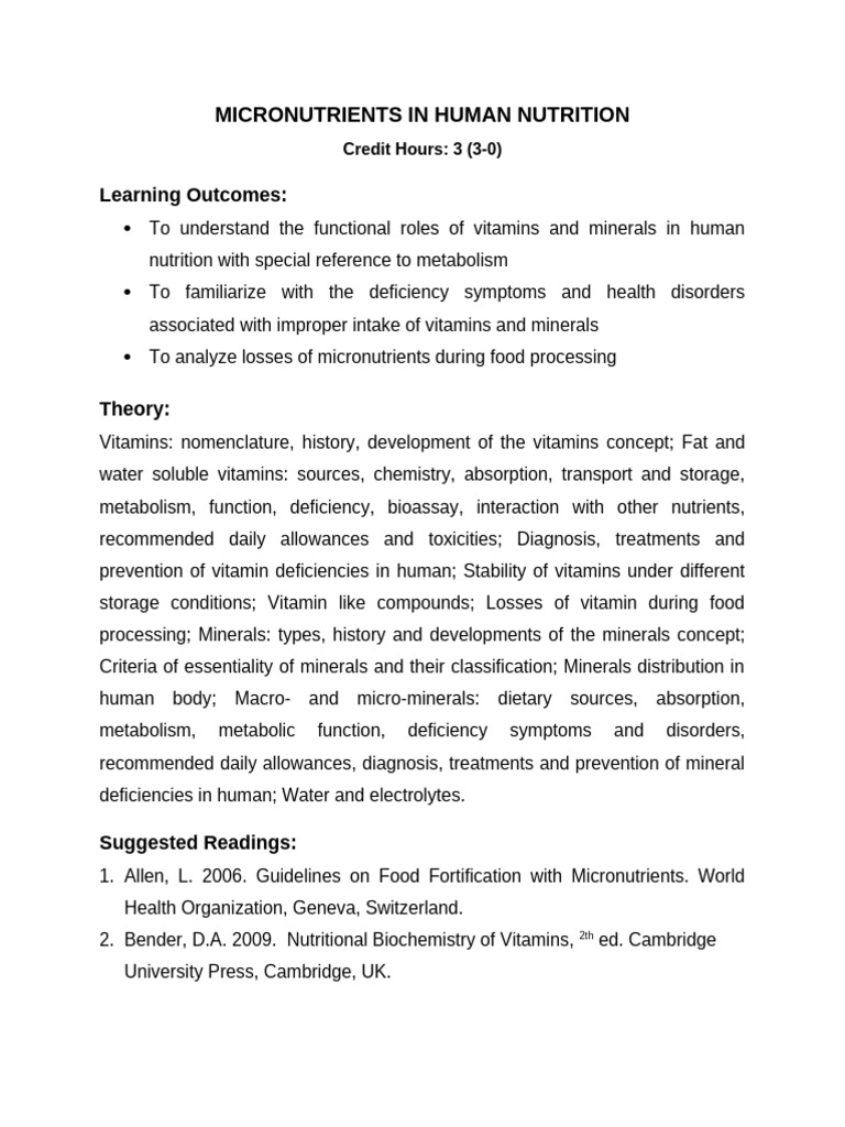 HND-243 & 239 2nd & 3rd Semester Fall-2024 | PDF | Vitamin | Nutrition