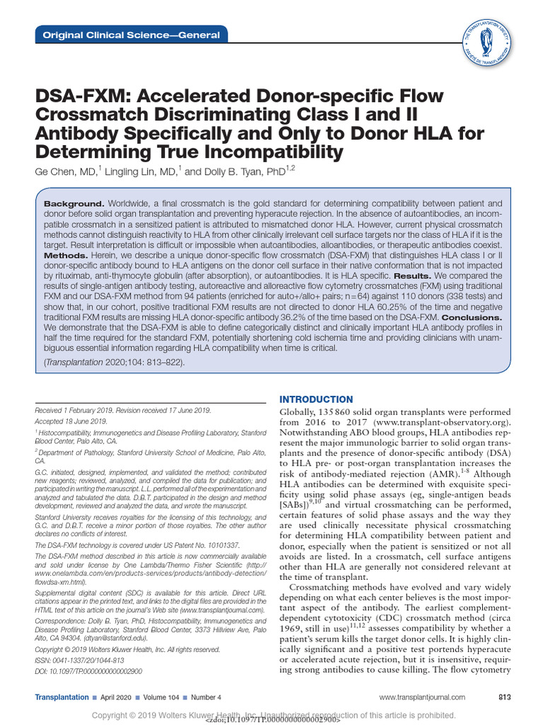 Dsa FXM Accelerated Donor Specific Flow.26 | PDF | Human Leukocyte ...