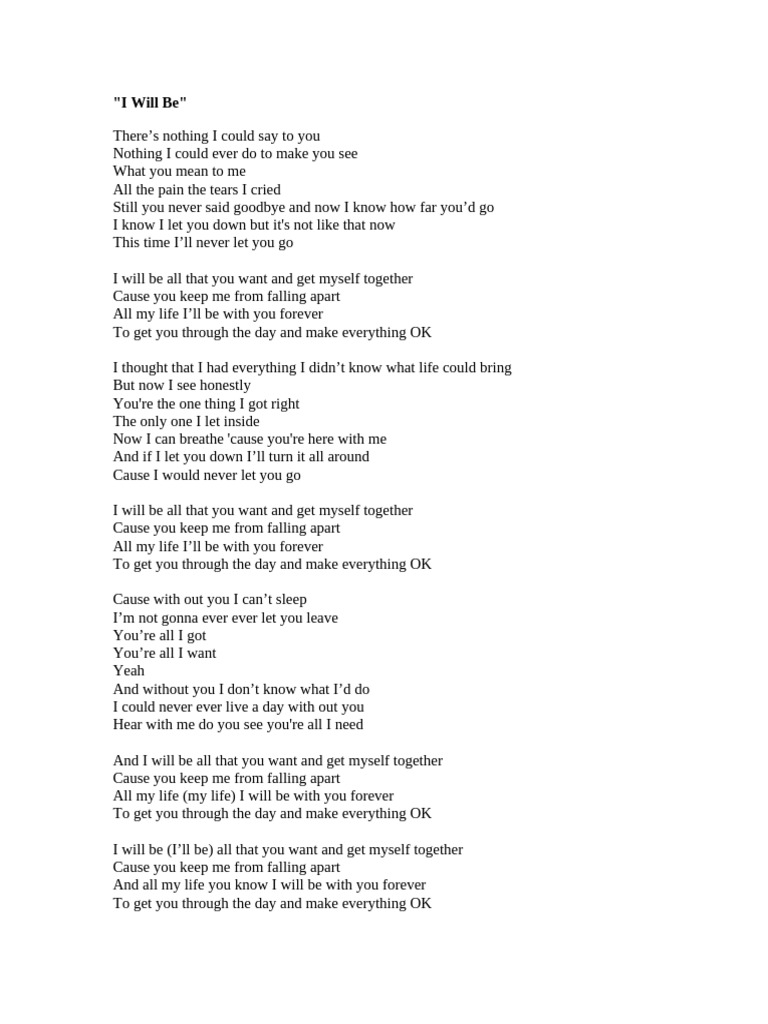 I Will Be | PDF | Poetry