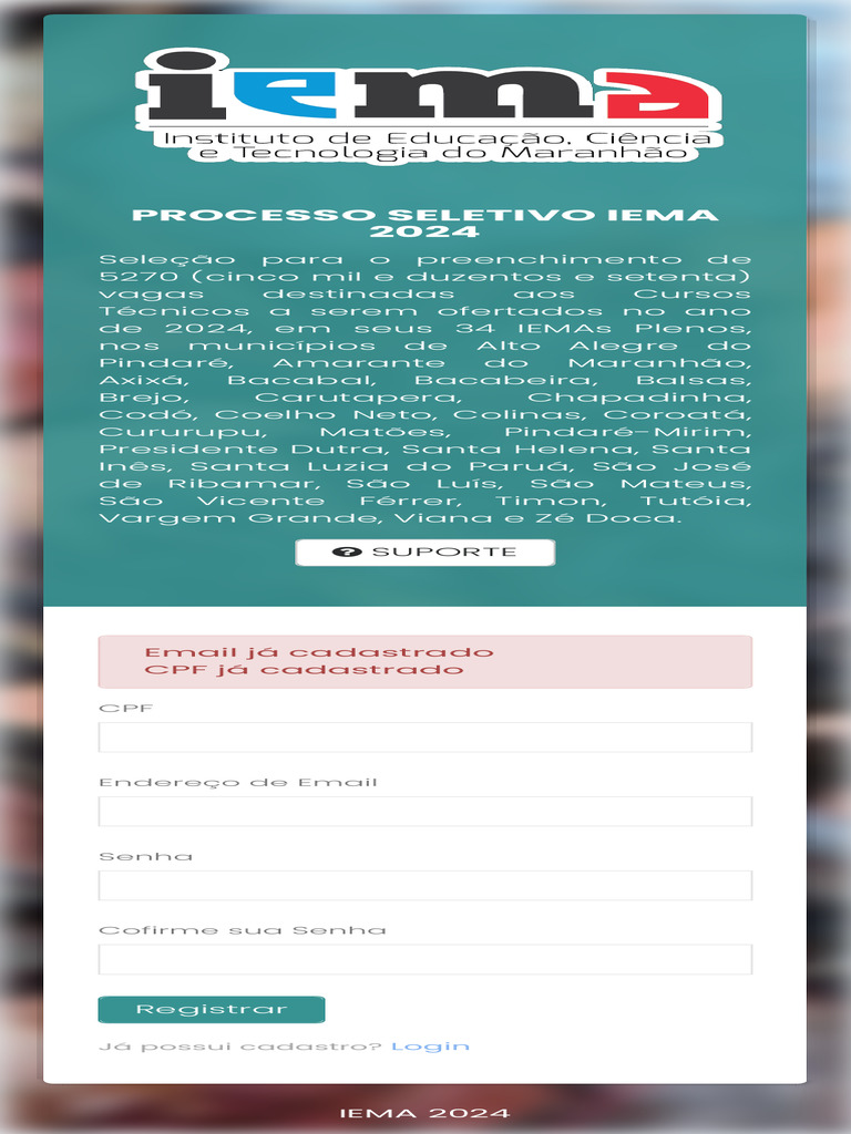 Processo Seletivo Iema 2024 | PDF