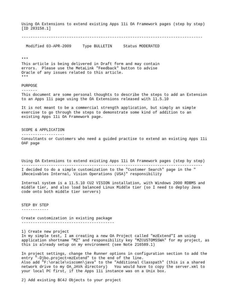 OAF Extension | PDF | Java (Programming Language) | Application Software