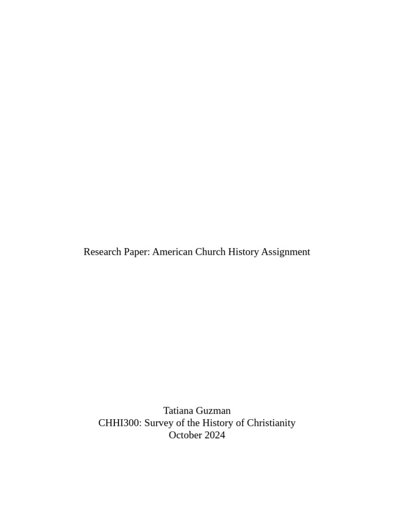 American Church History Assignment | PDF | Jonathan Edwards (Theologian ...