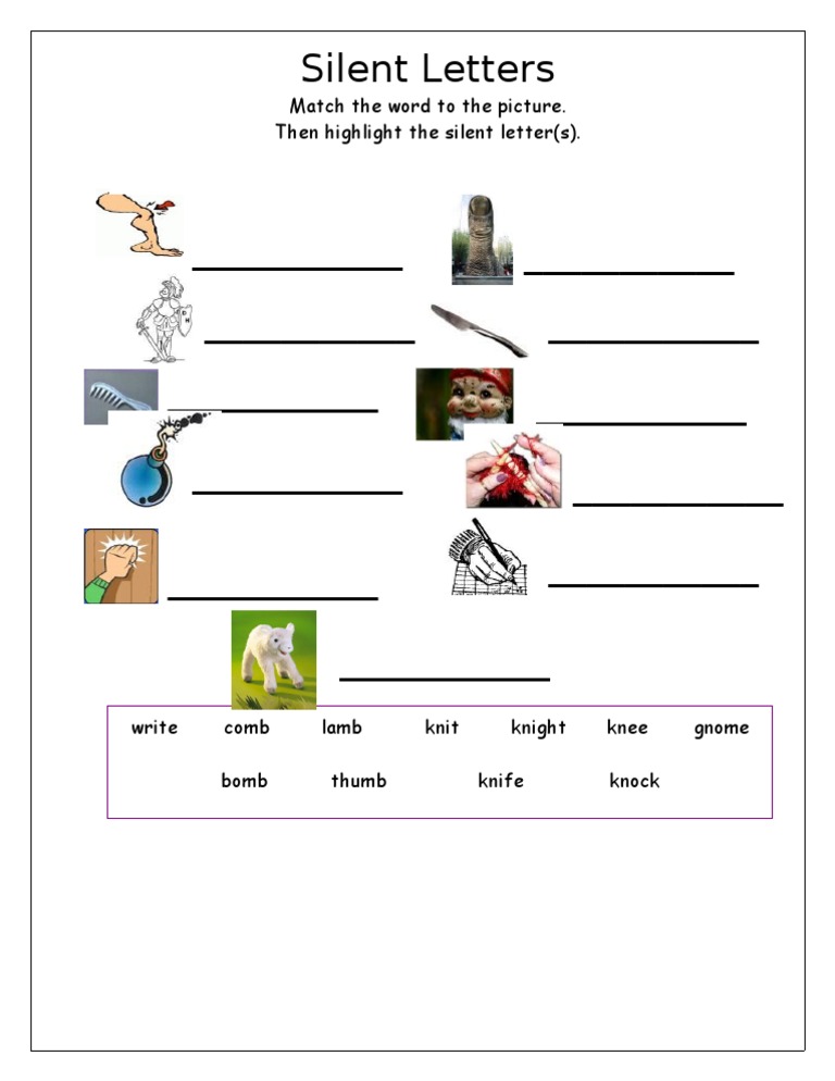 Silent Letters Activity Worksheet | PDF