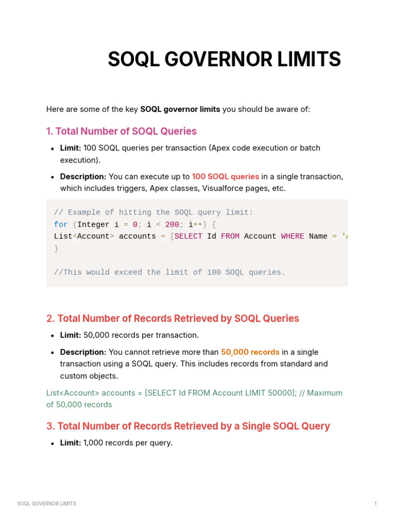 Soql Governor Limits | PDF | Information Retrieval | Data Management