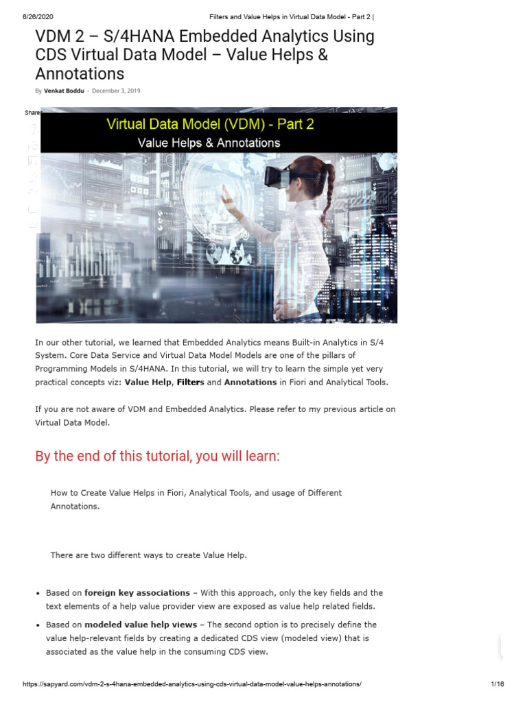 Filters and Value Helps in Virtual Data Model - Part 2 | PDF ...