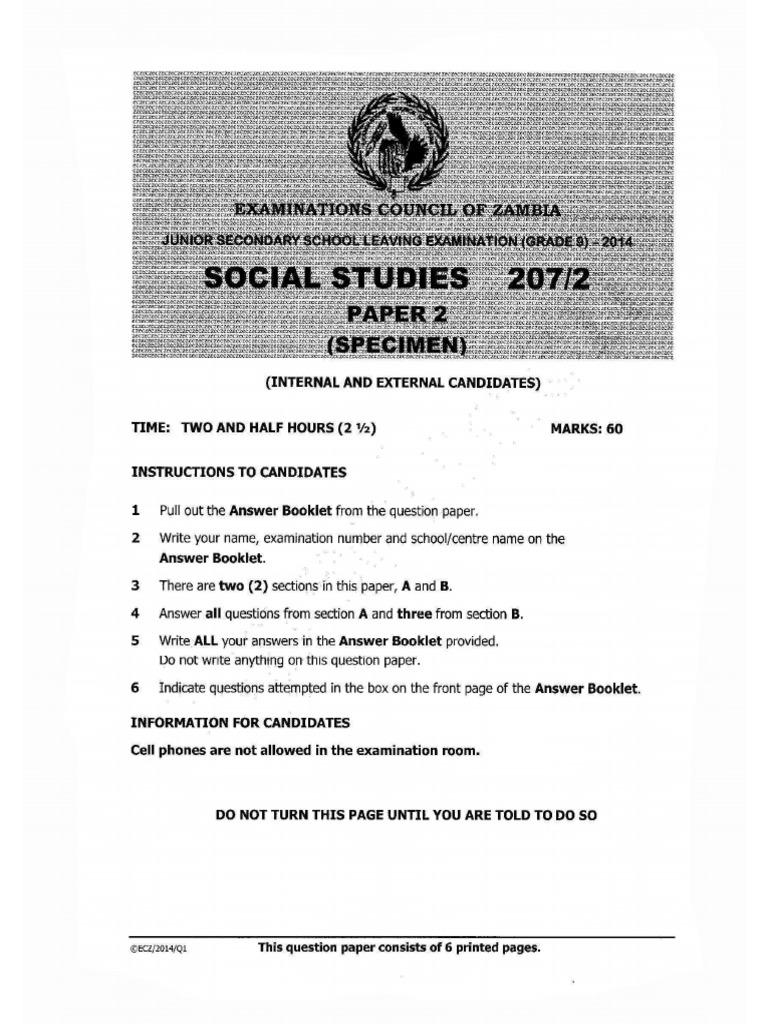 g9 Ss p2 2014 Specimen | PDF