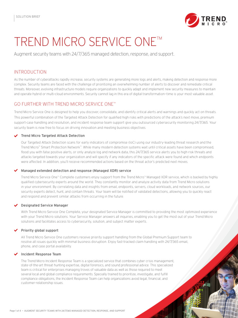 Datasheet Trend Micro Service One - Anglais | PDF | Computer Security ...
