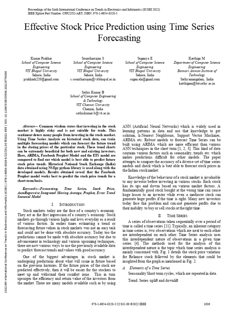 Effective Stock Price Prediction Using Time Series Forecasting | PDF ... Effective Stock Price Prediction Using Time Series Forecasting | PDF ...