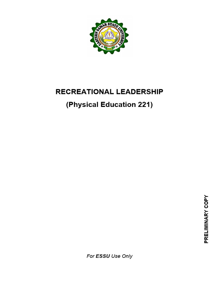 Pe 221 Recreational Leadership Module | PDF | Recreation | Hobbies