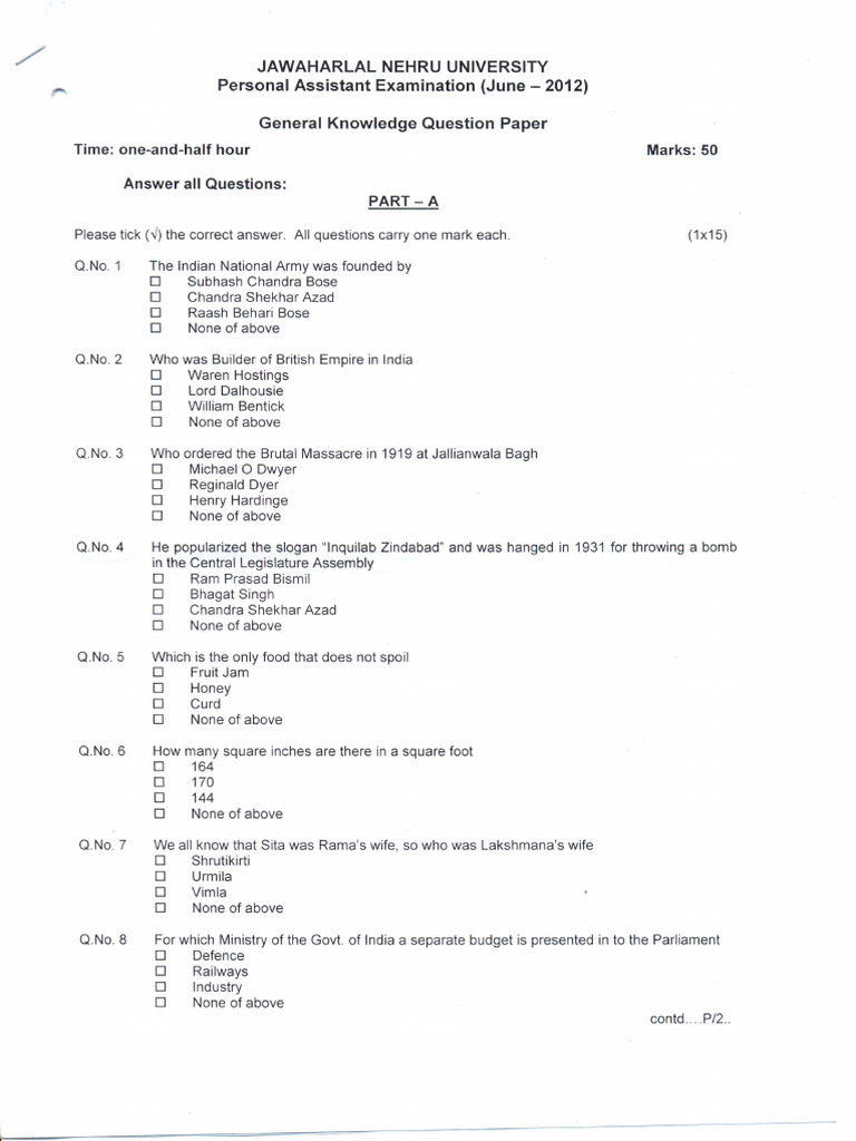 Personal Assistant (Paper II) 2012 | PDF