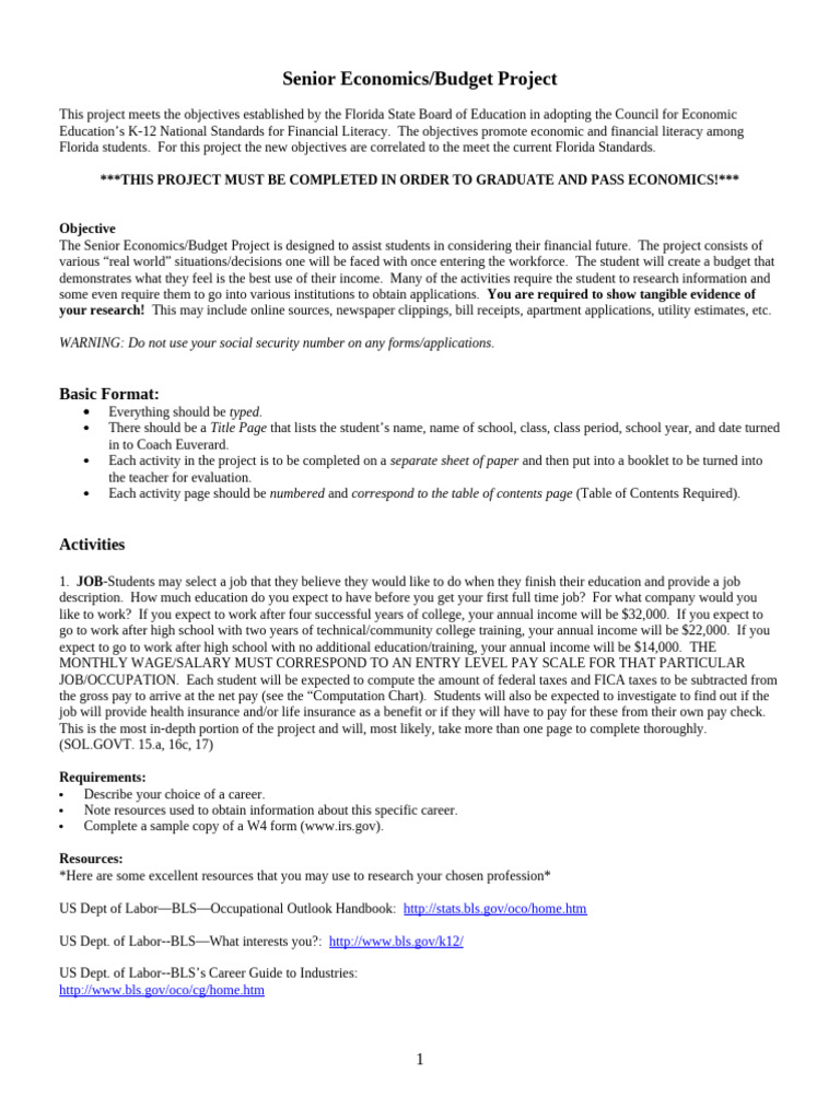 Senior Economics Project | PDF | Interest | Expense