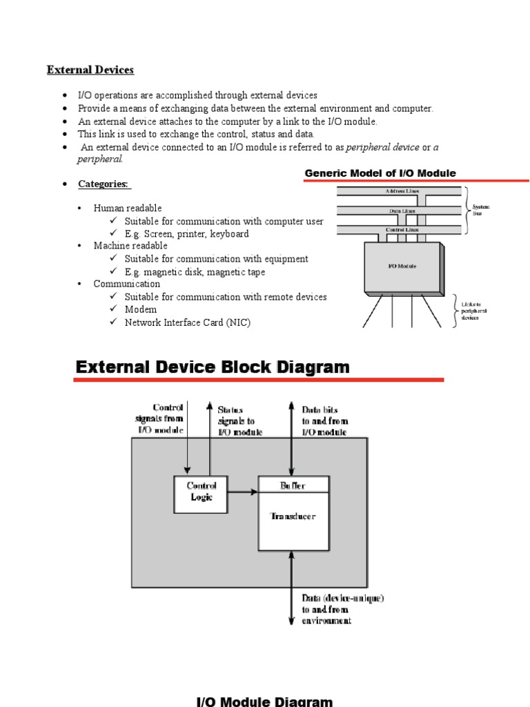 External Devices And Io Module Pdf Input Output Central Processing Unit
