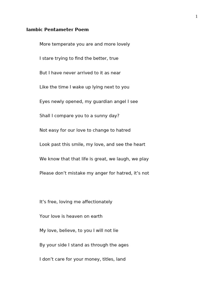 Iambic Pentameter Love Poem | PDF