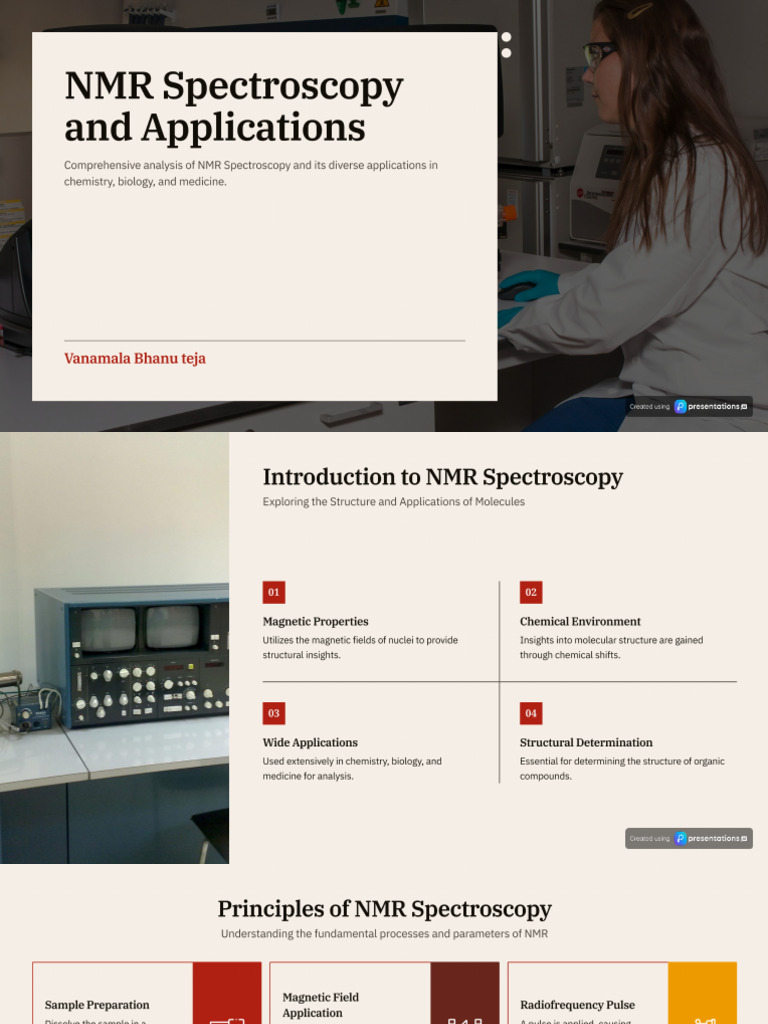 NMR Spectroscopy and Applications Presentation | PDF