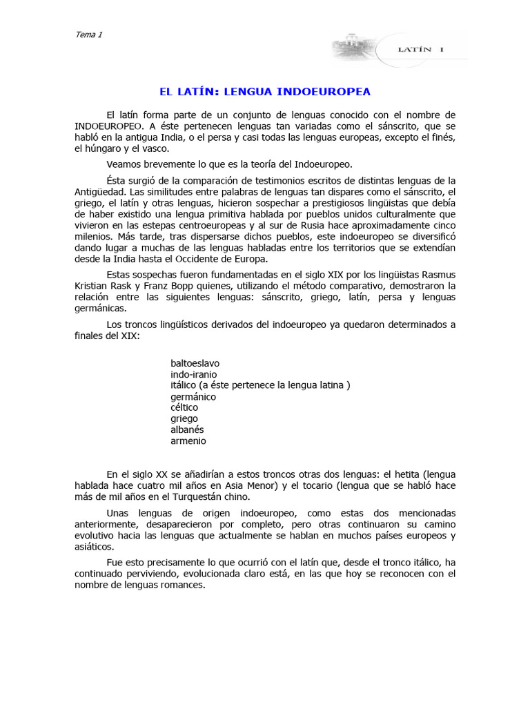 El Latin Indoeuropeo Romances | PDF | latín | Lengua española