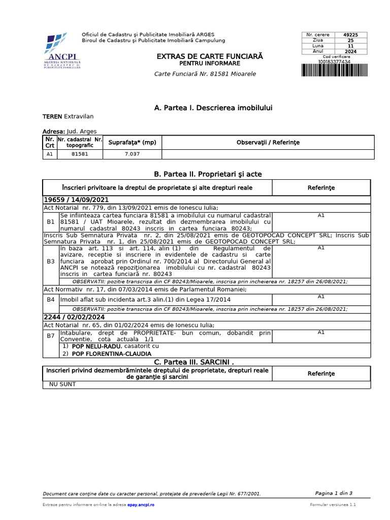 Calin Georgescu Fosta Proprietate Mioarele Arges2 | PDF