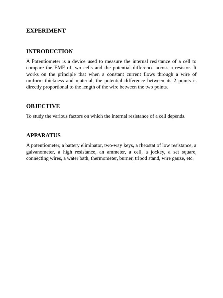 #EXPERIMENT | PDF | Electrical Resistance And Conductance | Physical ...