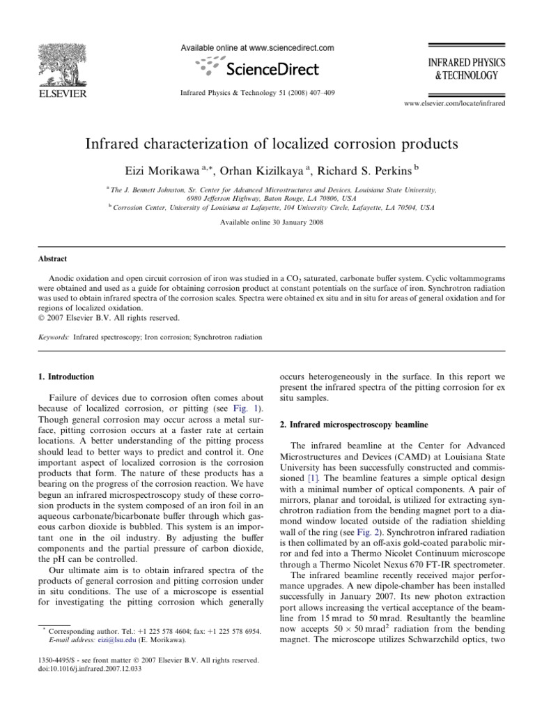 Artigo 19. Infrared Characterization of Localized Corrosion Products | PDF | Corrosion ...