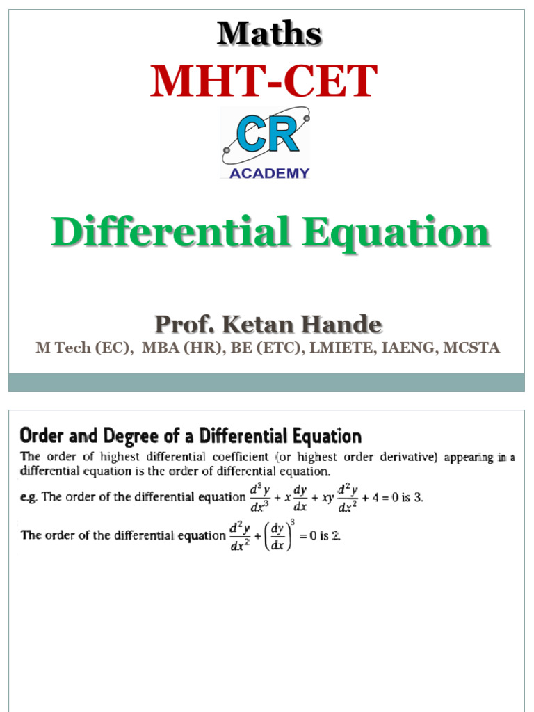 12-13 Differential Equation | PDF | Teaching Methods & Materials ...