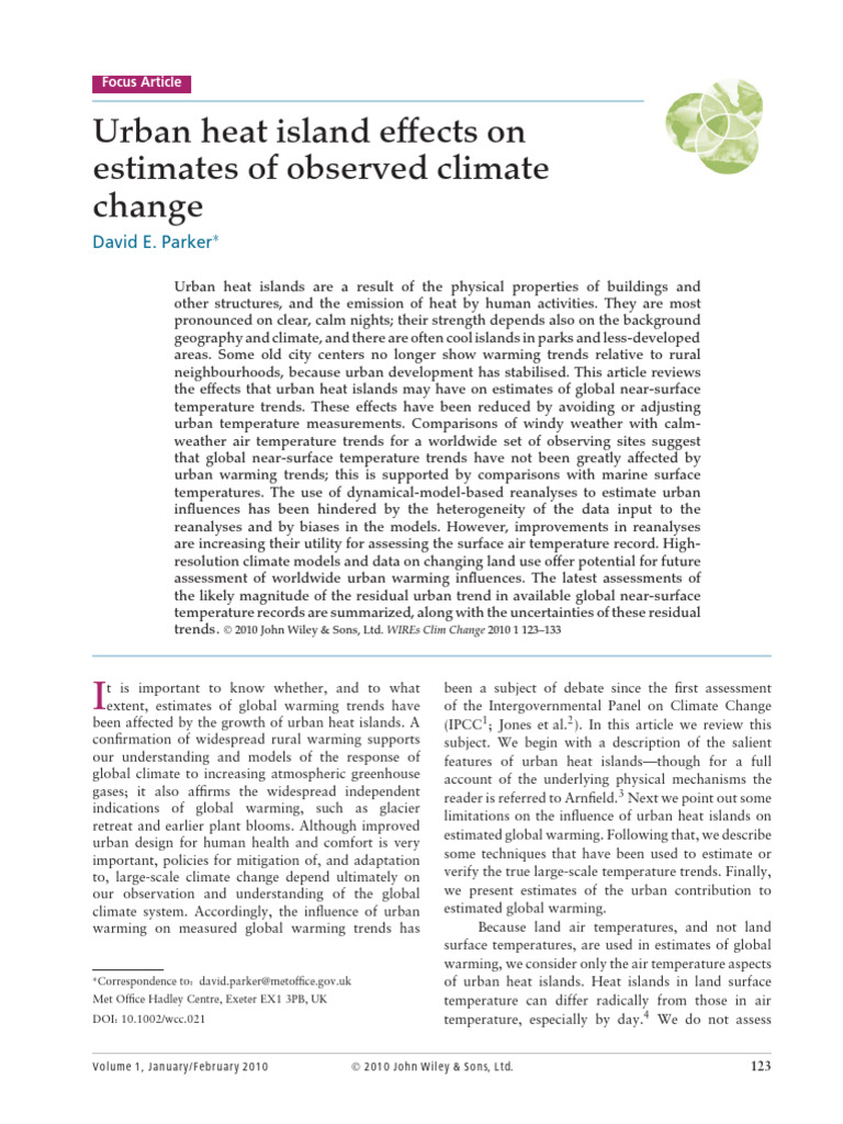 Urban Heat Island Effects On Estimates of Observed Climate Change | PDF ...