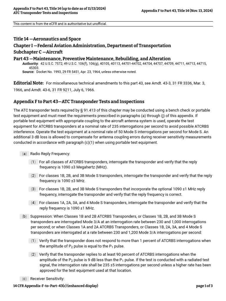 ATC Transponder Testing Guidelines | PDF | Transponder (Aeronautics ...